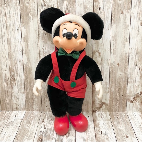 Toys | Vintage 8s Mickey Mouse Santa Plush Toy | Poshmark